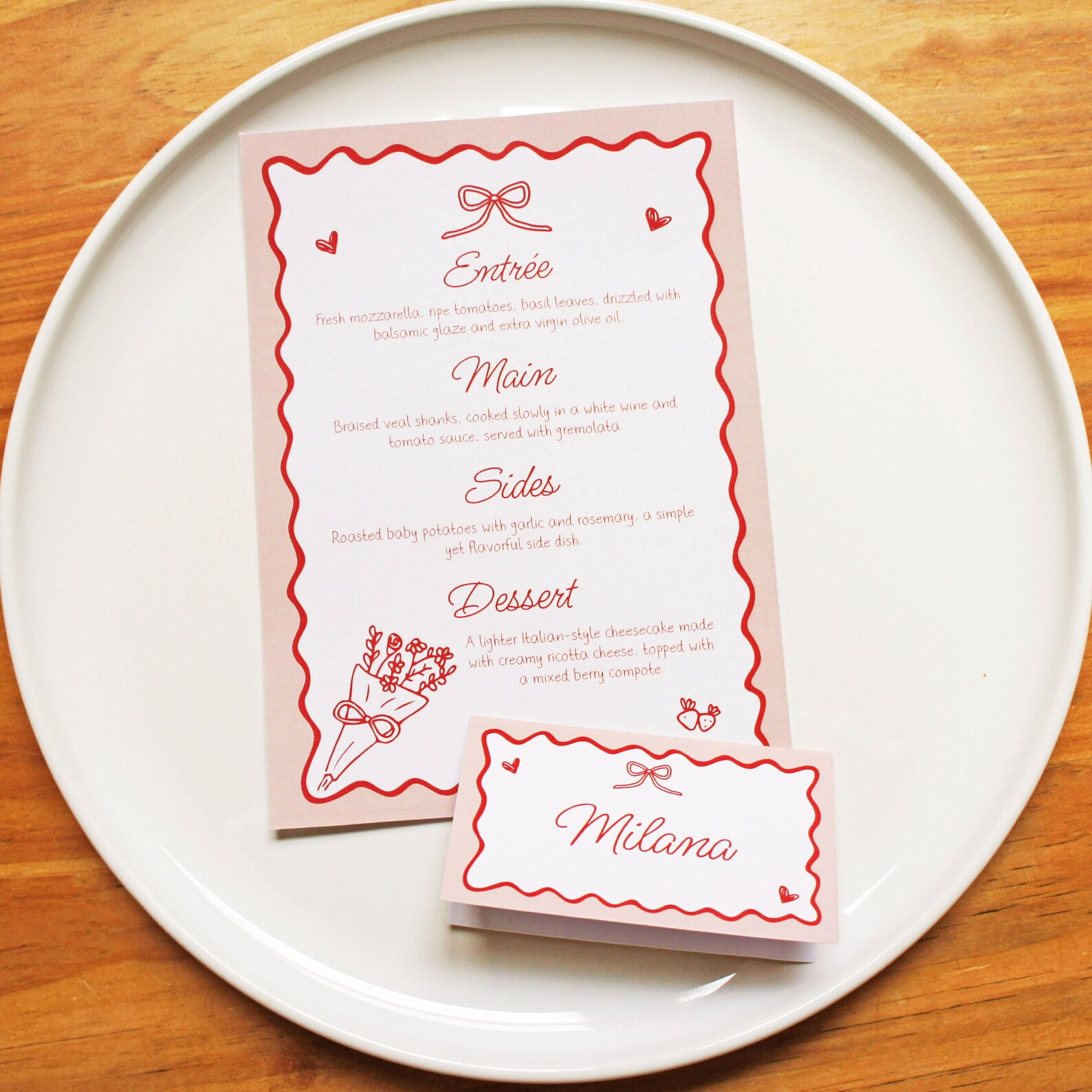 Hand Drawn Illustrated Romantic Dinner Menu, Valentines Day, Wedding ...