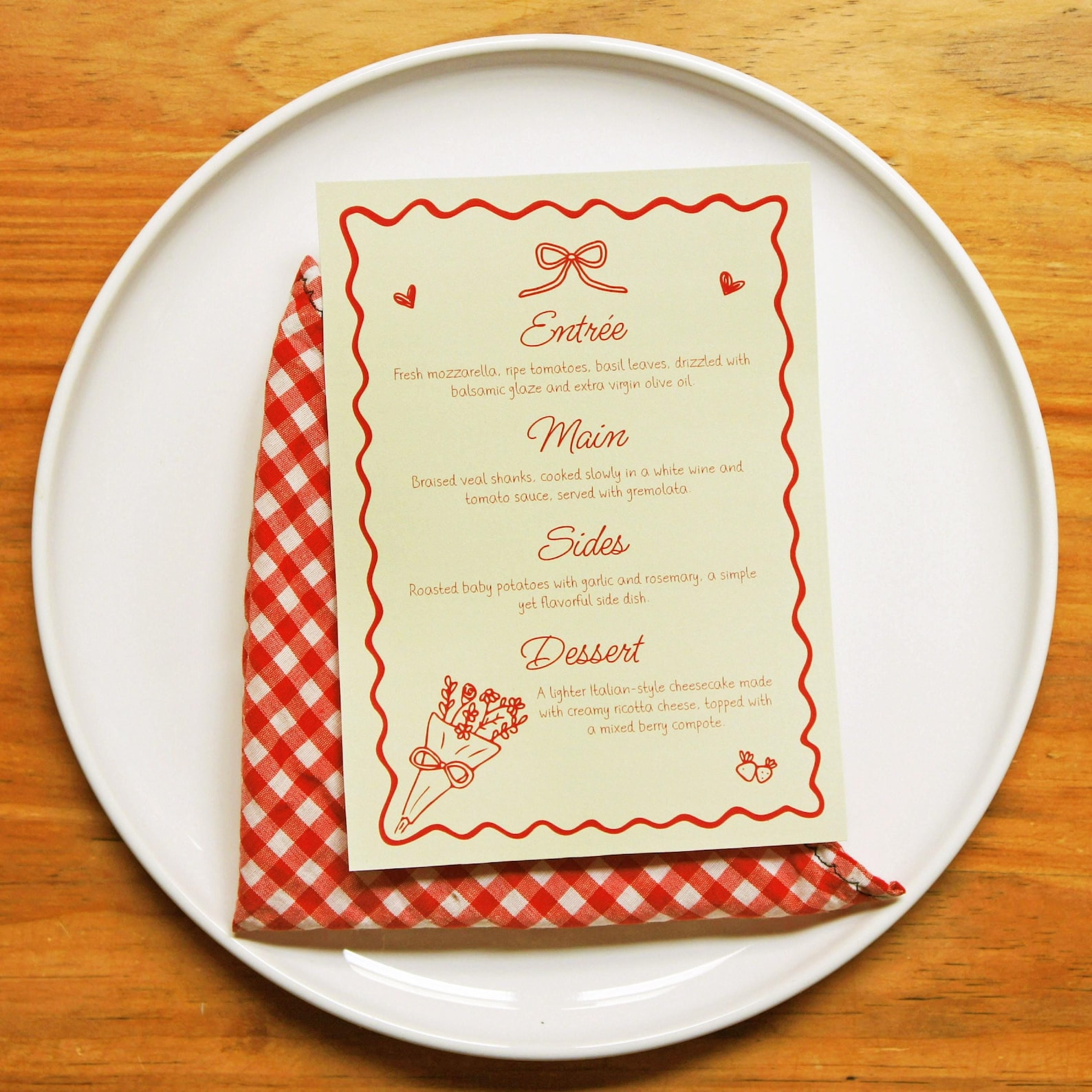 Hand Drawn Illustrated Romantic Dinner Menu, Valentines Day, Wedding ...