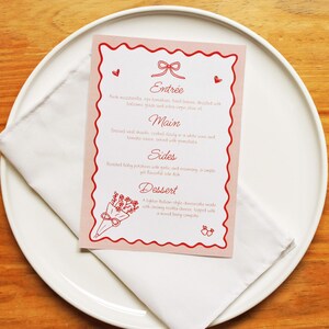 Hand Drawn Illustrated Romantic Dinner Menu, Valentines Day, Wedding ...