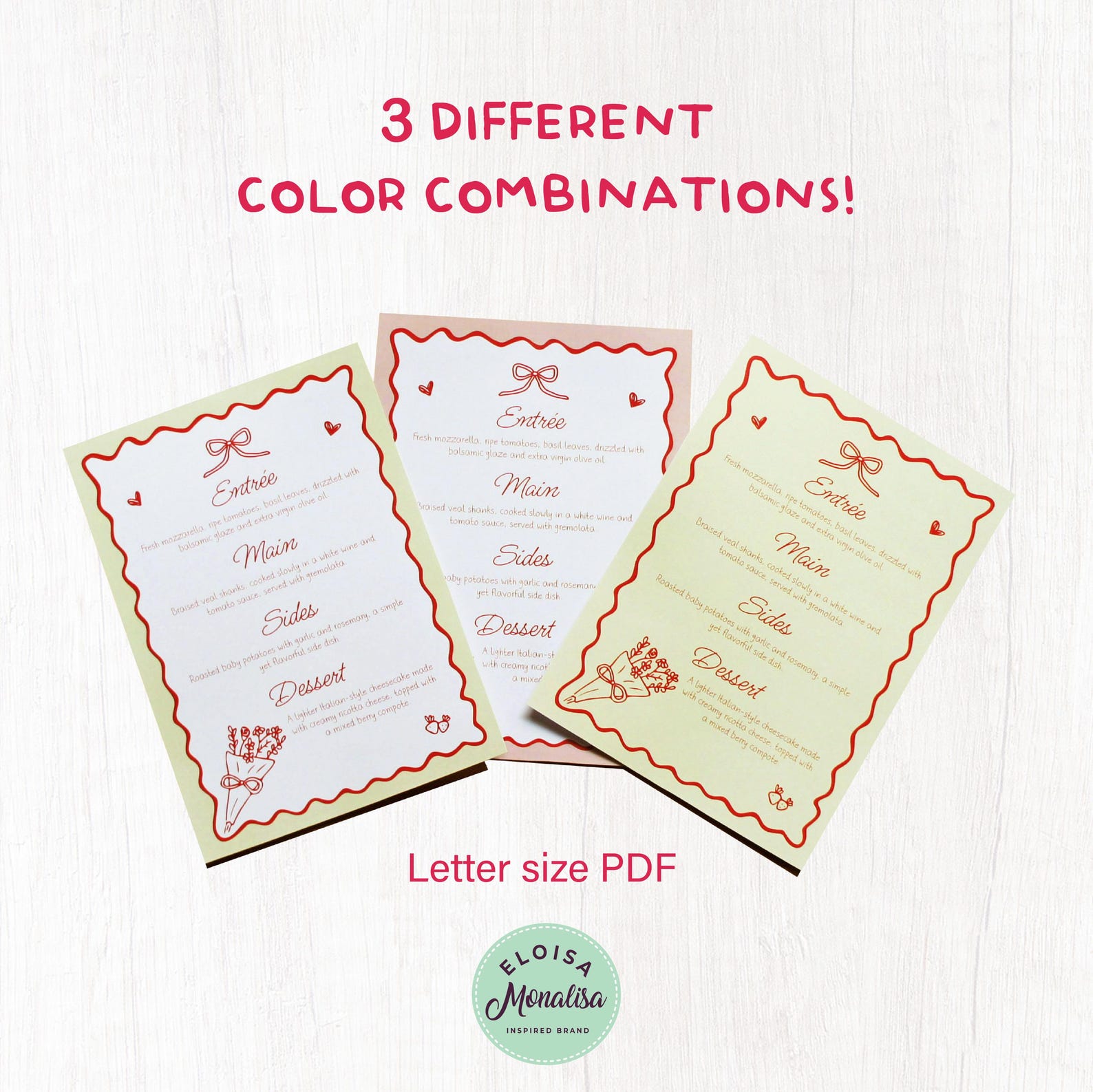 Hand Drawn Illustrated Romantic Dinner Menu, Valentines Day, Wedding ...