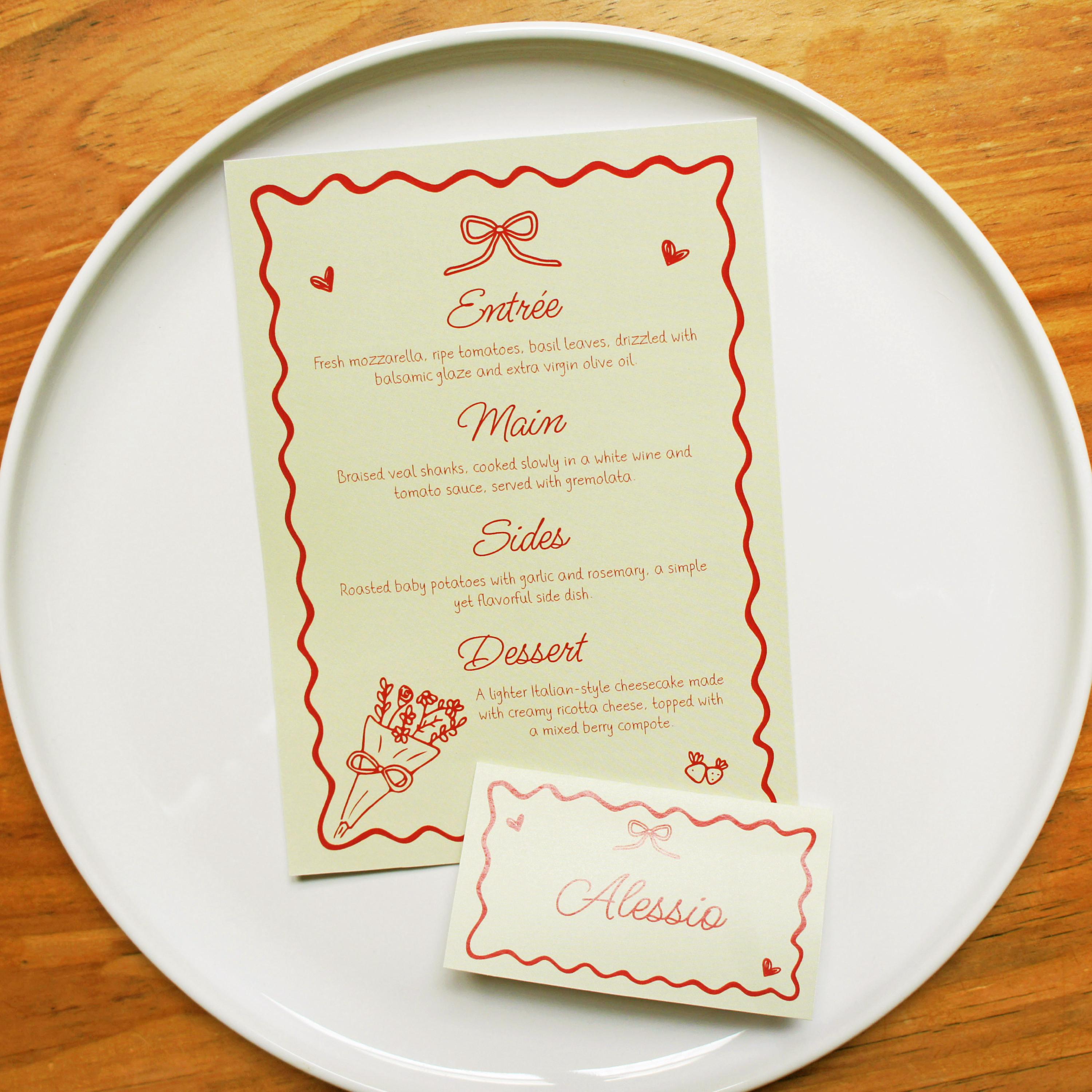 Hand Drawn Illustrated Romantic Dinner Menu, Valentines Day, Wedding ...