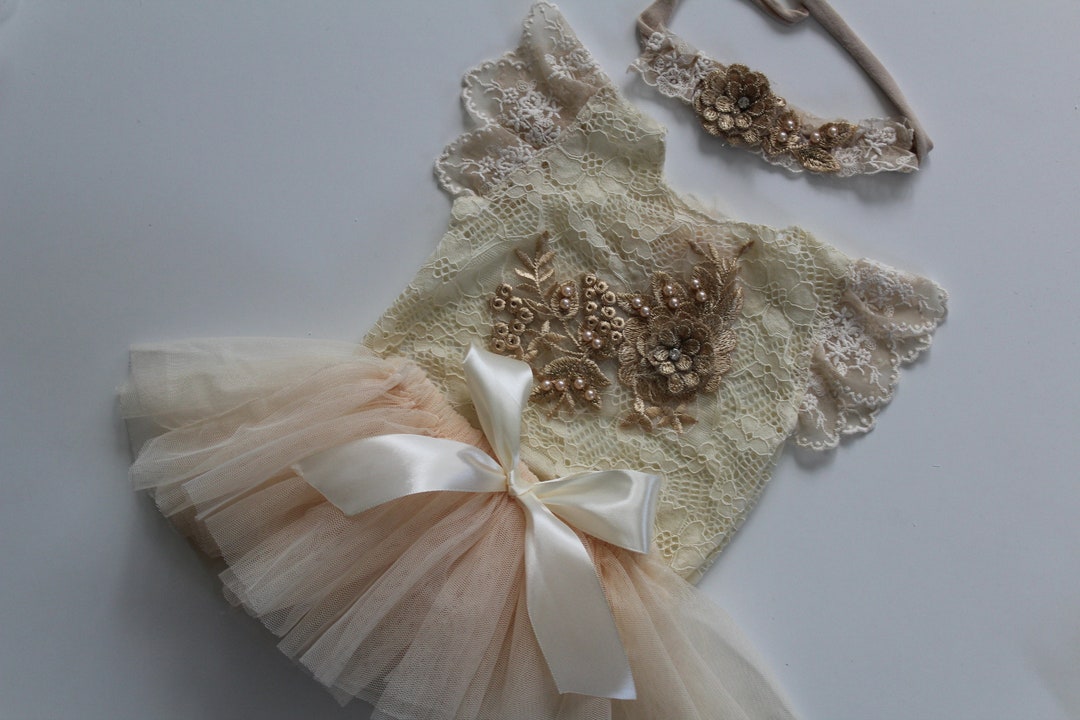Baby Outfit in Beige , Baby Girl Newborn Props Outfit, Outfit for First ...