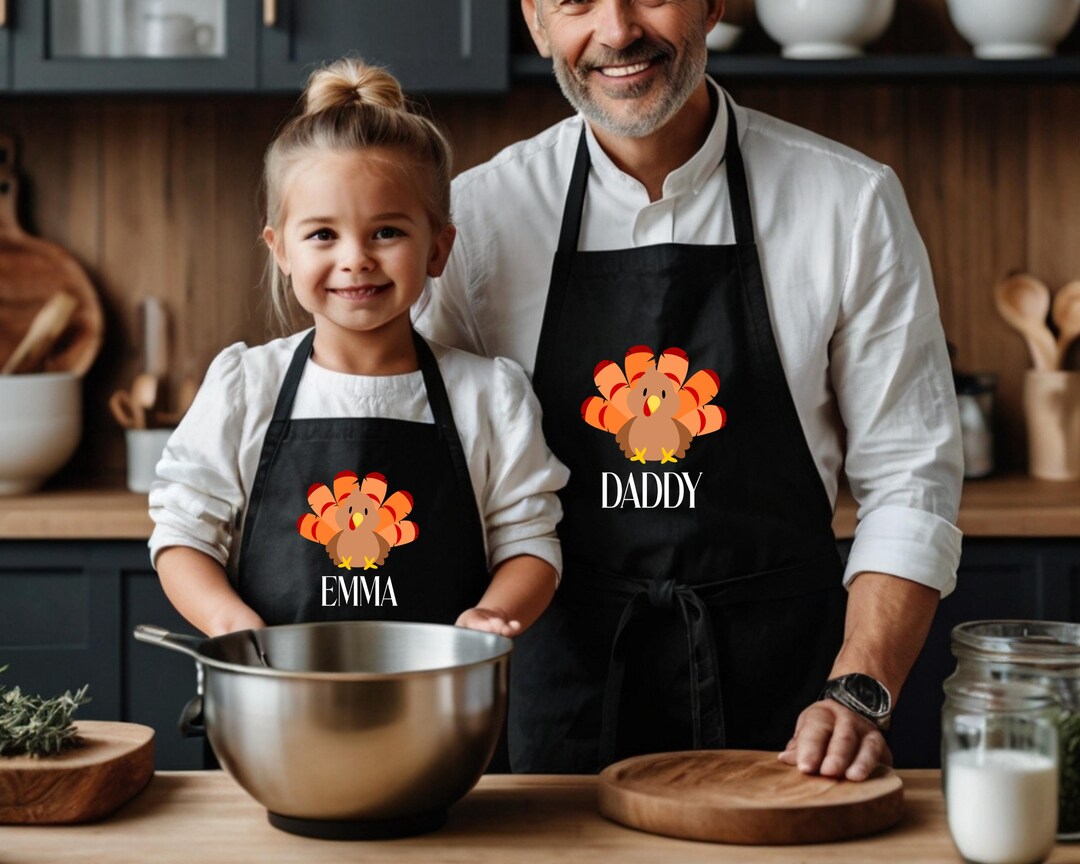 Custom Thanksgiving Apron Turkey Design Family Cooking Aprons - Etsy