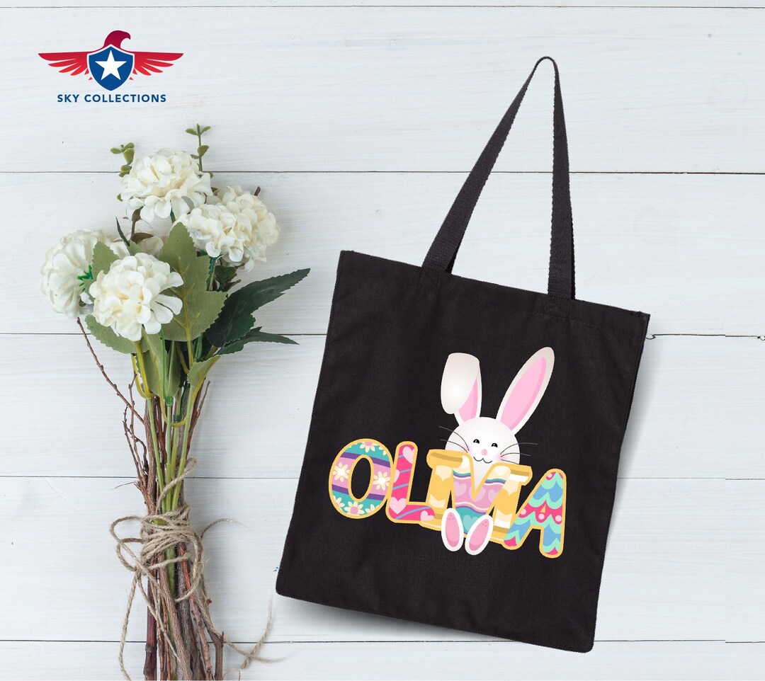 Personalized Easter Tote Bag, Customized Easter Bag, Easter Bunny Bag ...