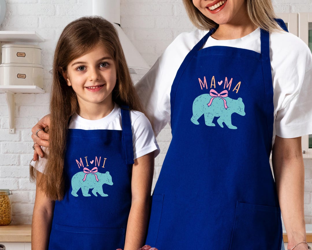 Mama Mini Matching Aprons Bear Mom and Daughter Apron Cute Kitchen Gift ...