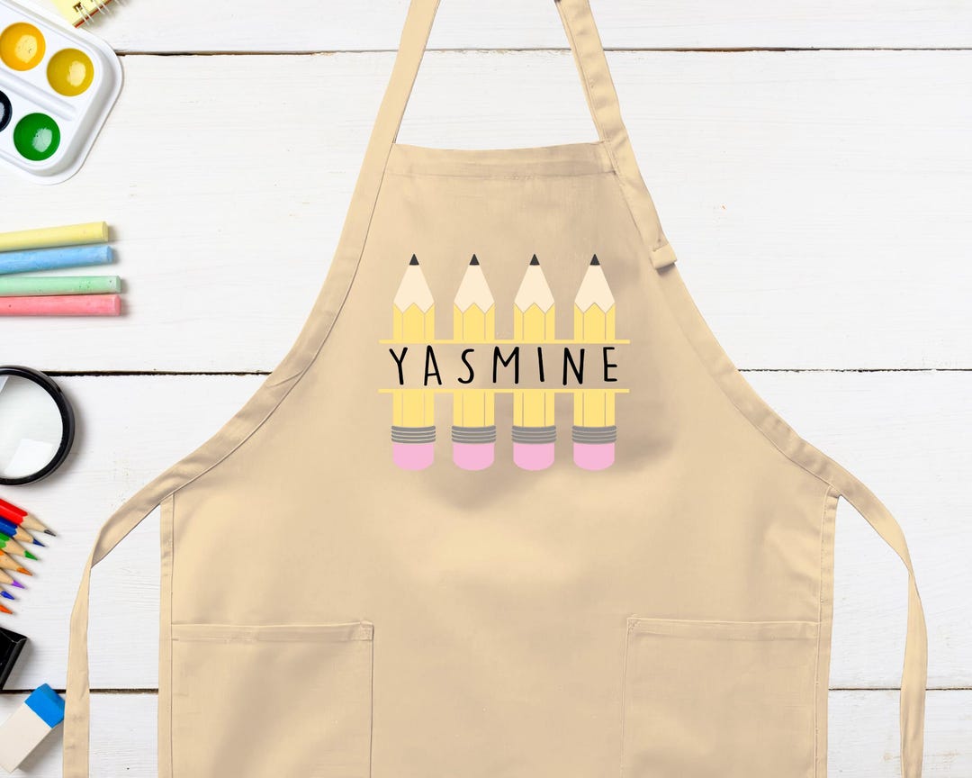Custom Name Art Apron: Pencil Design Teacher or Student Gift - Etsy