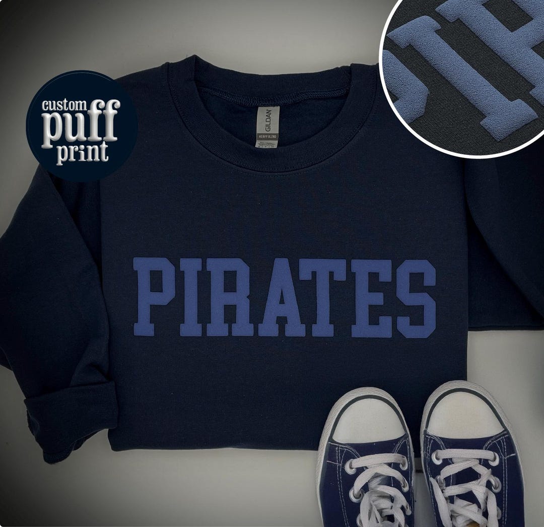 Custom 3D Puff Print Team Name Sweatshirt Embossed Mascot Metallic Puff ...