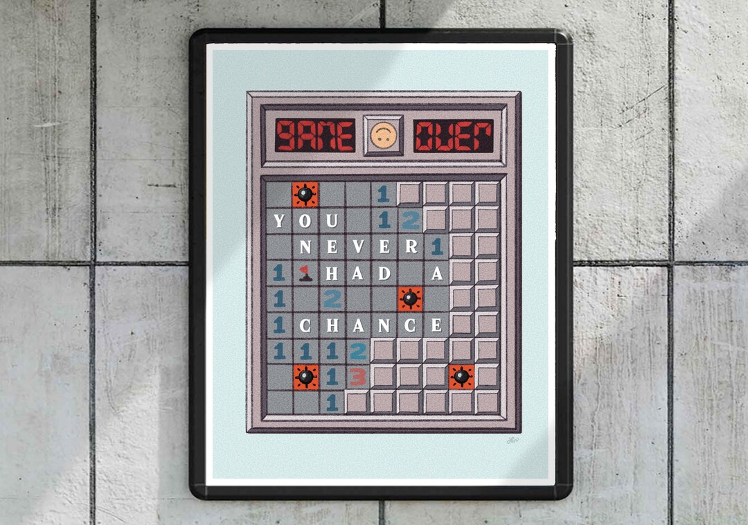 Minefield Game Over Retro Art Print Poster - Etsy