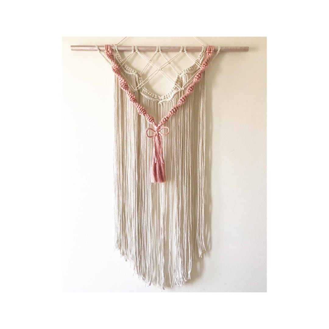 Macrame Wall Hanging, Beige and Blush Colour, Pretty Textured Decor - Etsy