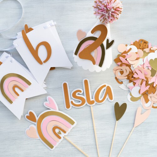 Rainbow Birthday Banner Boho Party Decor First Party High - Etsy