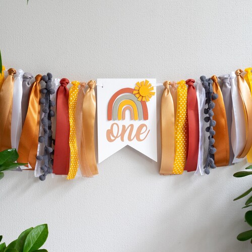 Boho One Year Banner Baby First Birthday Rainbow High Chair - Etsy