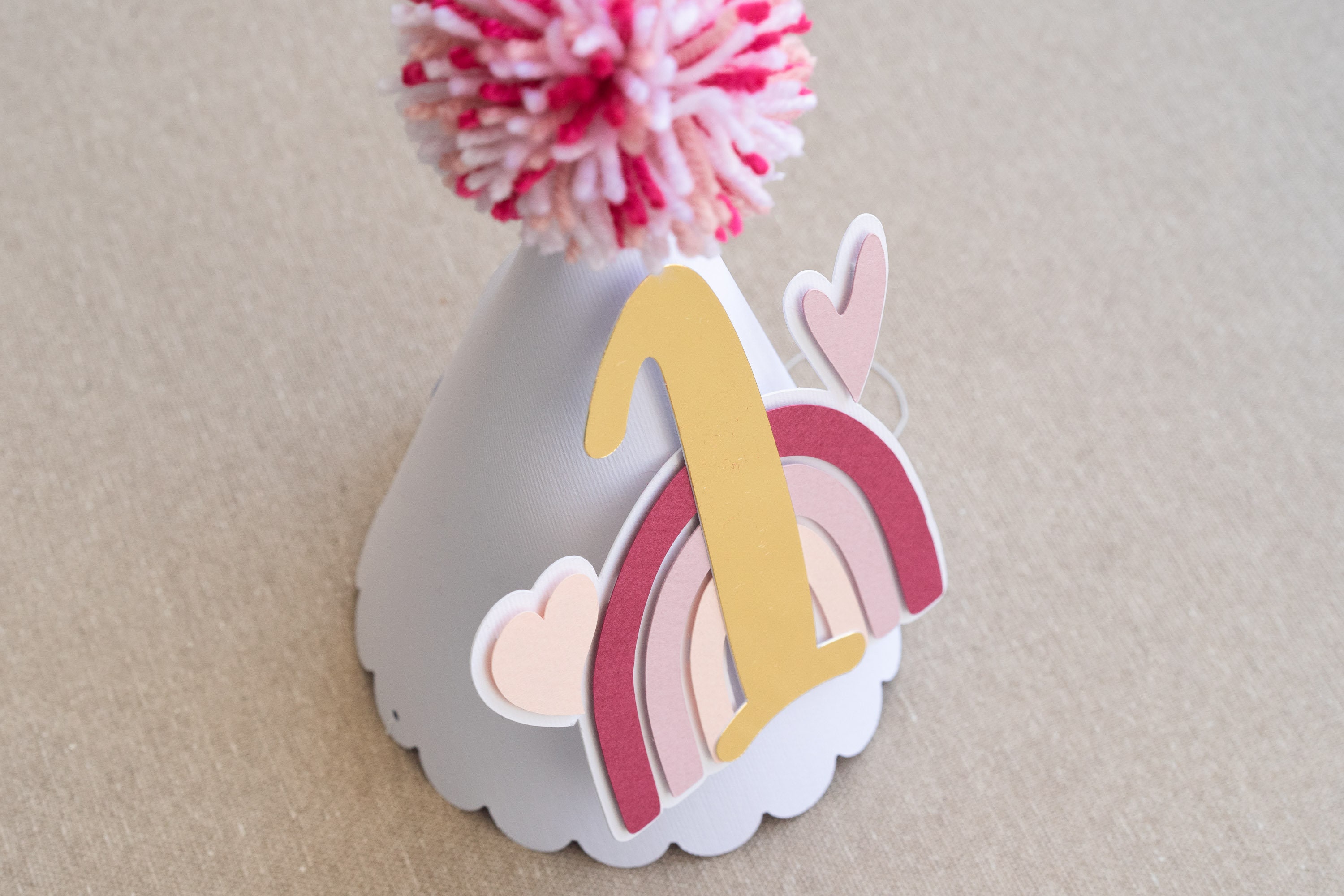 Paper Party Hat Boho Rainbow First Birthday Cone Baby Girl | Etsy