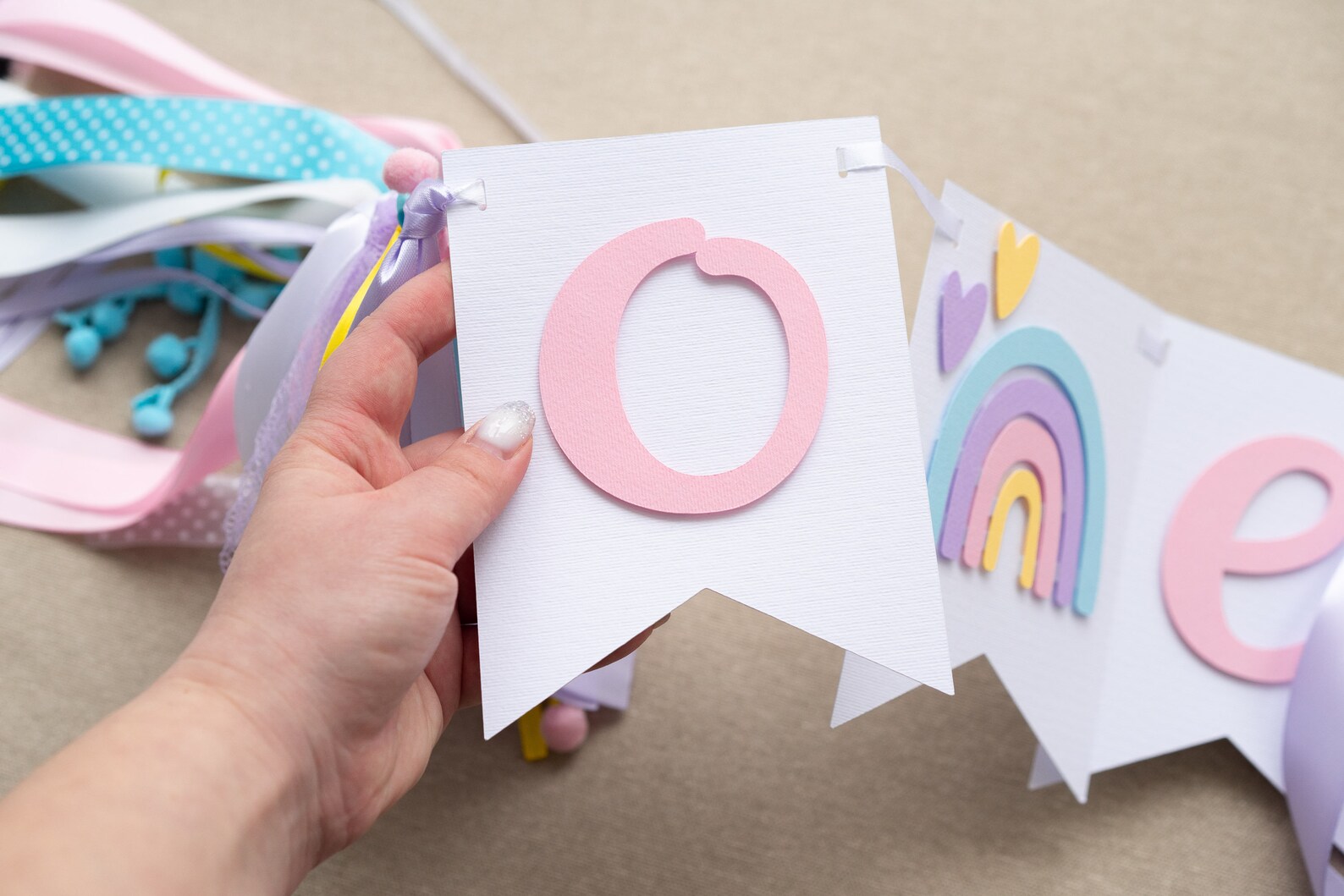 Rainbow ONE High Chair Banner Girl Boho First Birthday Party | Etsy