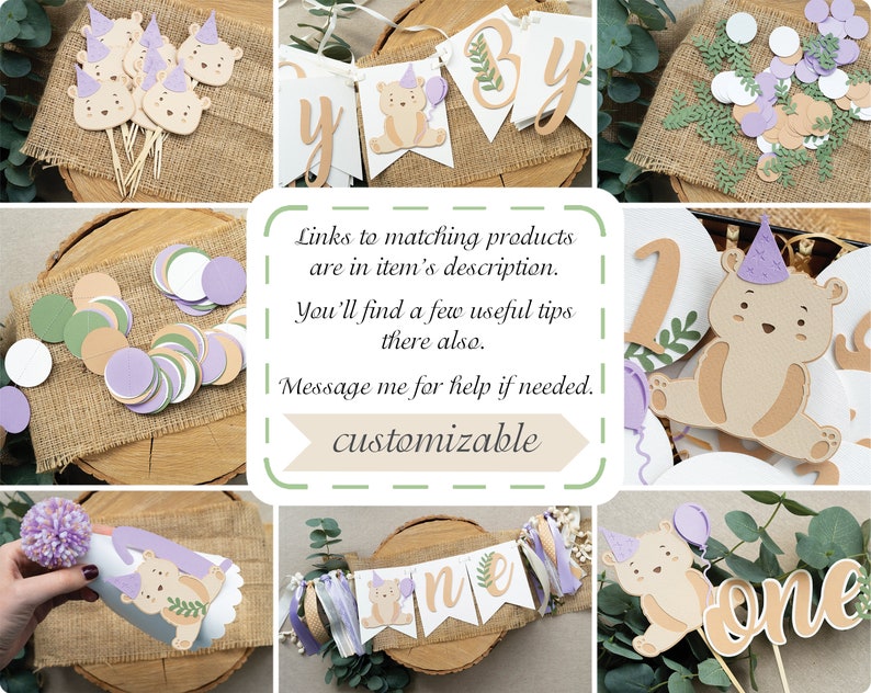Violet Green Tan Garland Backdrop Decorations for Cake Smash & Birthday ...