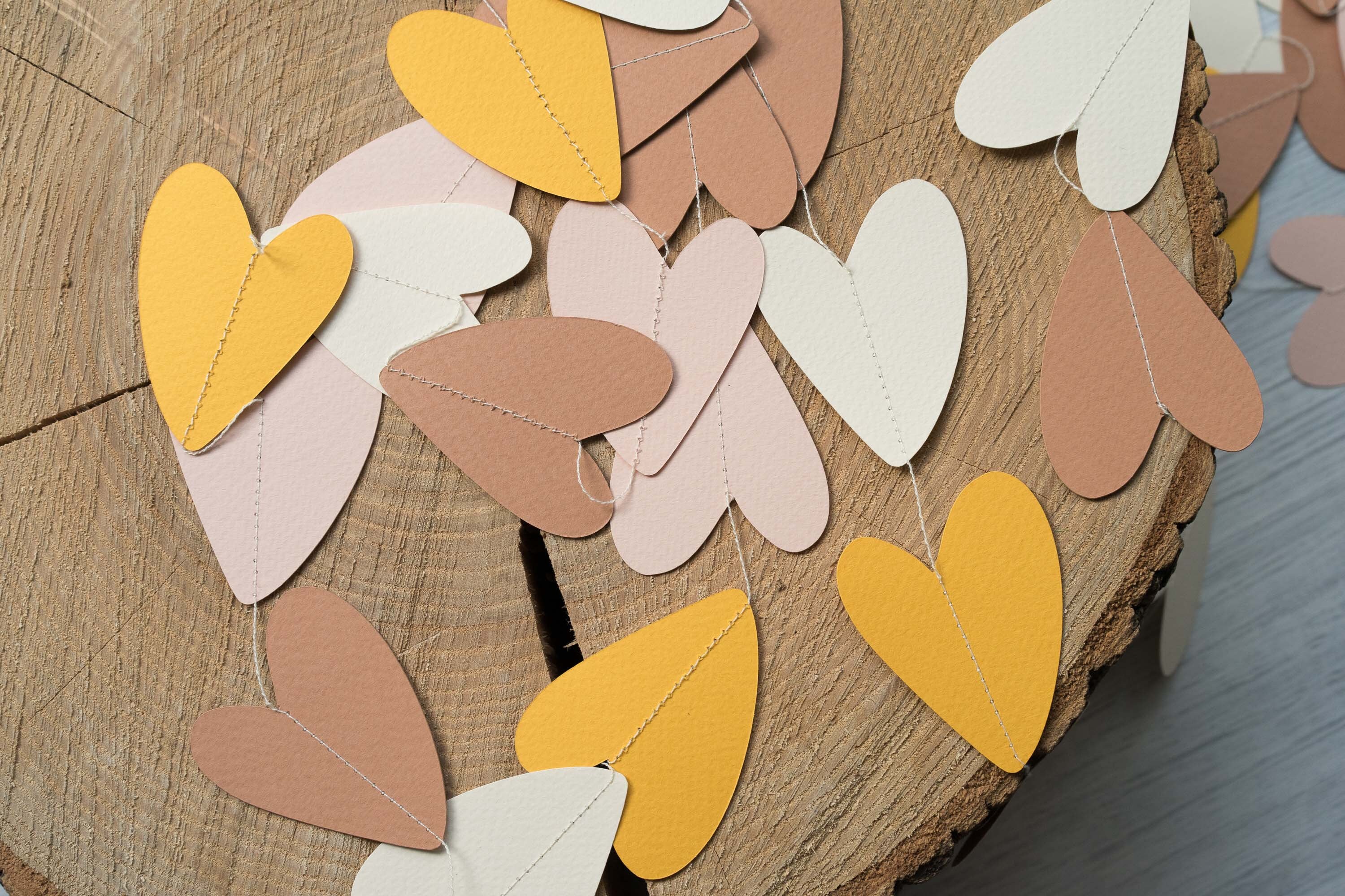 Heart Paper Garland Boho Rainbow Muted Girl First Birthday | Etsy