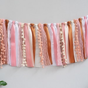 Boho Ribbon Garland With Fabric Tassel for Muted Baby Shower or ...