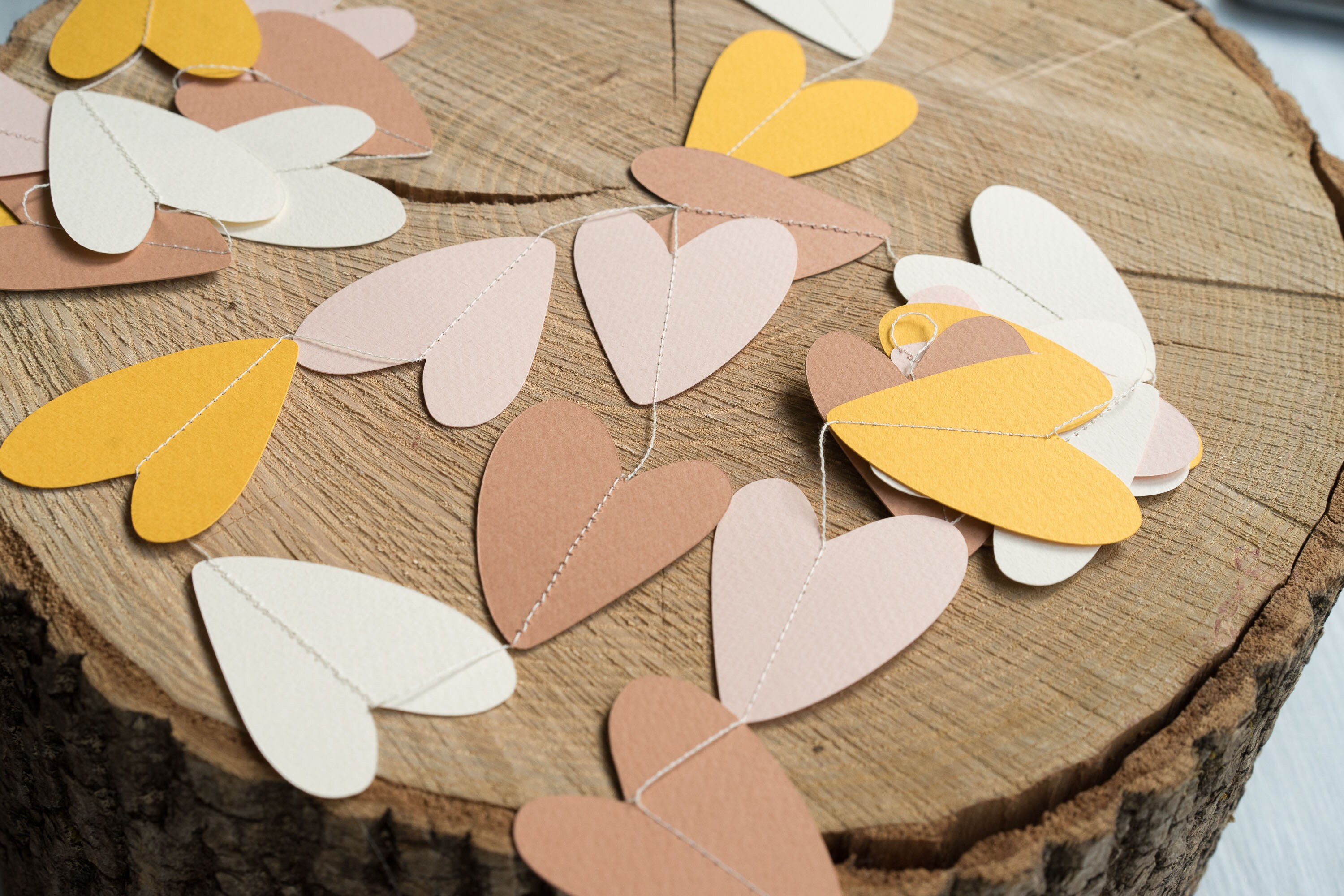 Heart Paper Garland Boho Rainbow Muted Girl First Birthday | Etsy