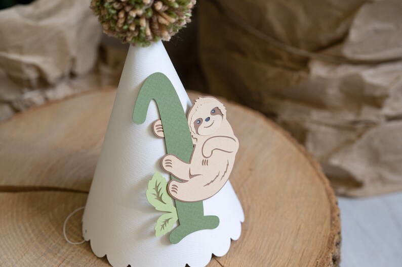 Sloth Party Hat With Pom Pom for First Birthday or One Year - Etsy