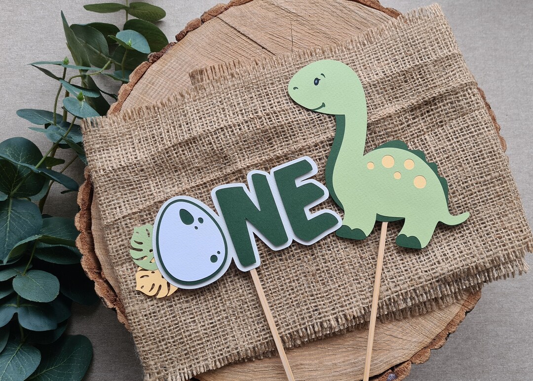 Dinosaur Cake Topper First Birthday Neutral Earth Tones Party ...
