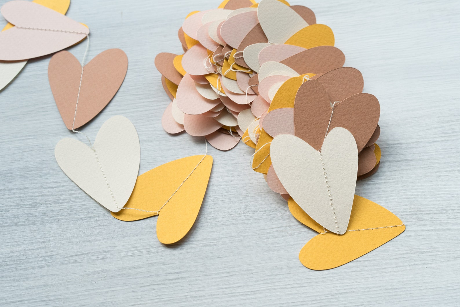 Heart Paper Garland Boho Rainbow Muted Girl First Birthday | Etsy