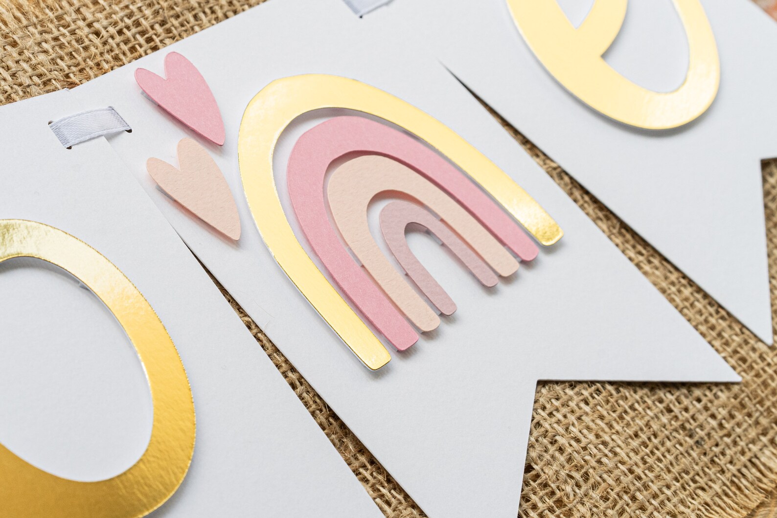 Muted Boho Rainbow Birthday High Chair Banner With ONE Baby - Etsy