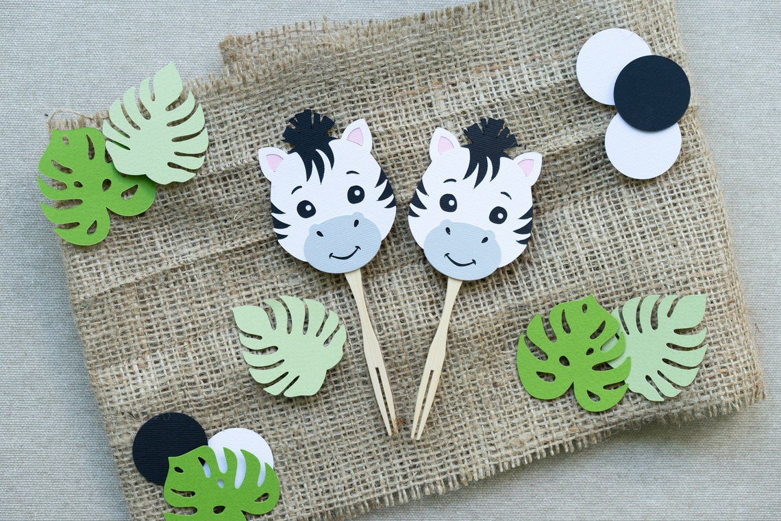 Zebra Cupcake Toppers Gender Neutral Party Decorations Safari - Etsy