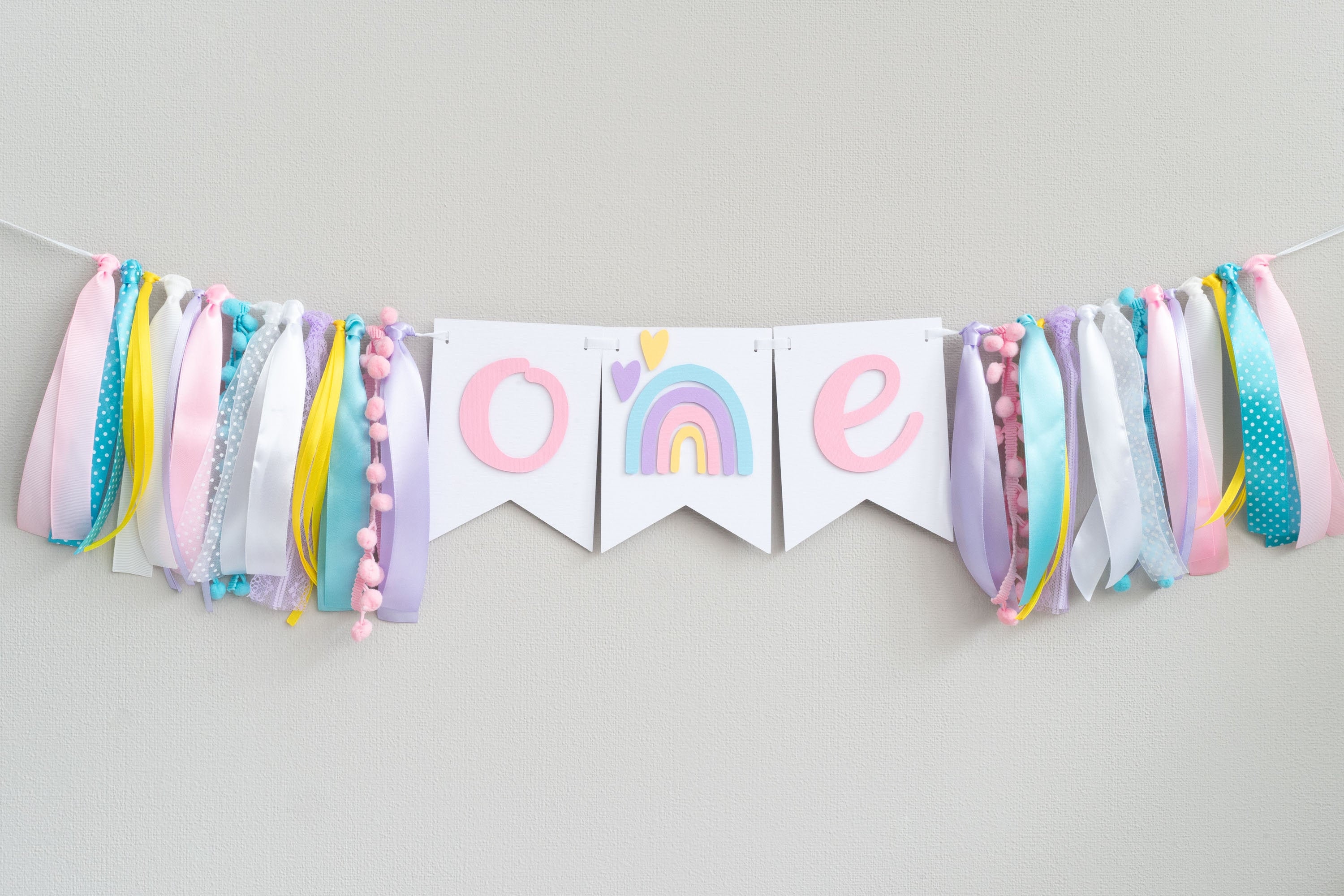 Rainbow ONE High Chair Banner Girl Boho First Birthday Party | Etsy