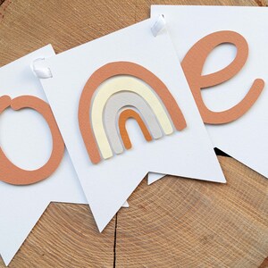 Baby First Boho Birthday Banner Modern Muted Neutral Rainbow One Year ...