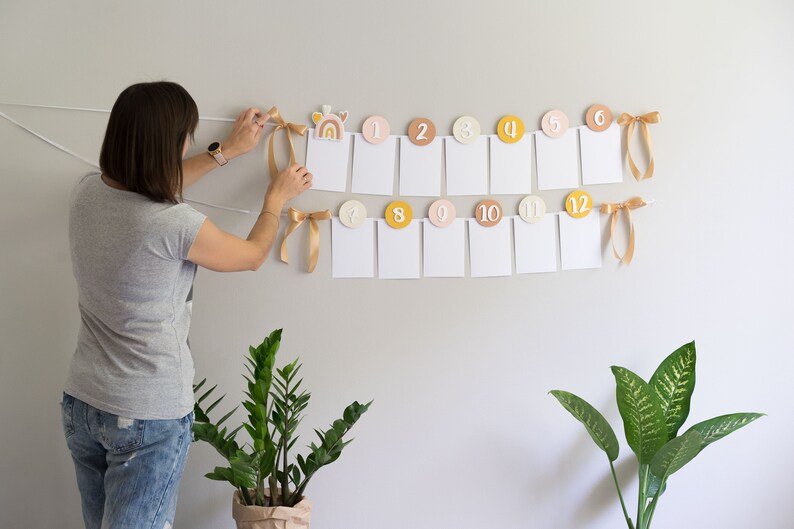 Boho Rainbow Monthly Photo Banner Muted Neutral Modern First | Etsy