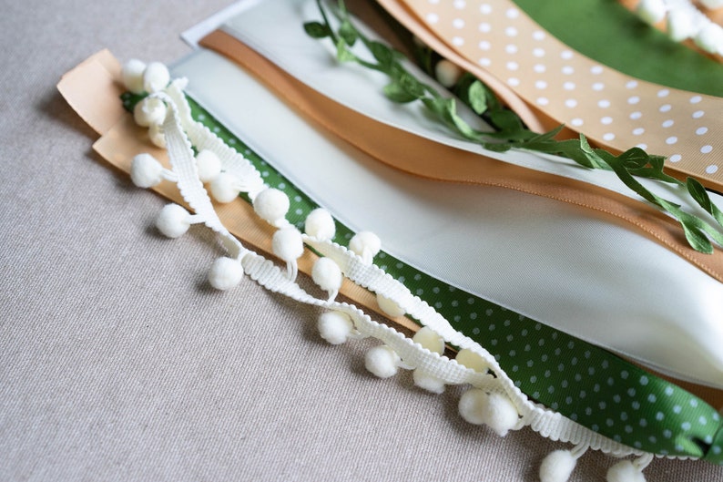 Greenery Ribbon Garland Fabric Tassel Bunting for Rustic | Etsy