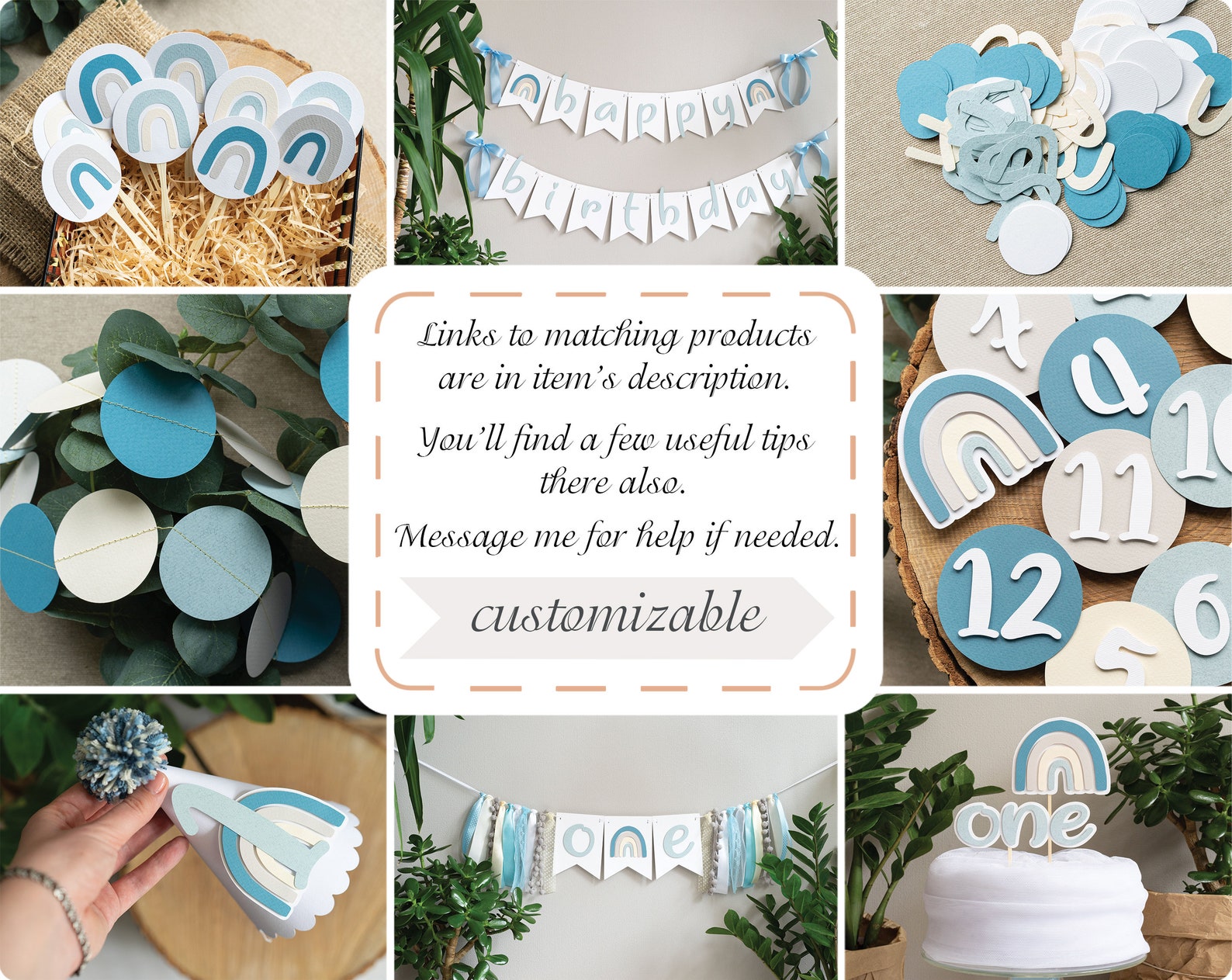 Boho First Birthday Decorations Baby Boy Rainbow Party Banner - Etsy