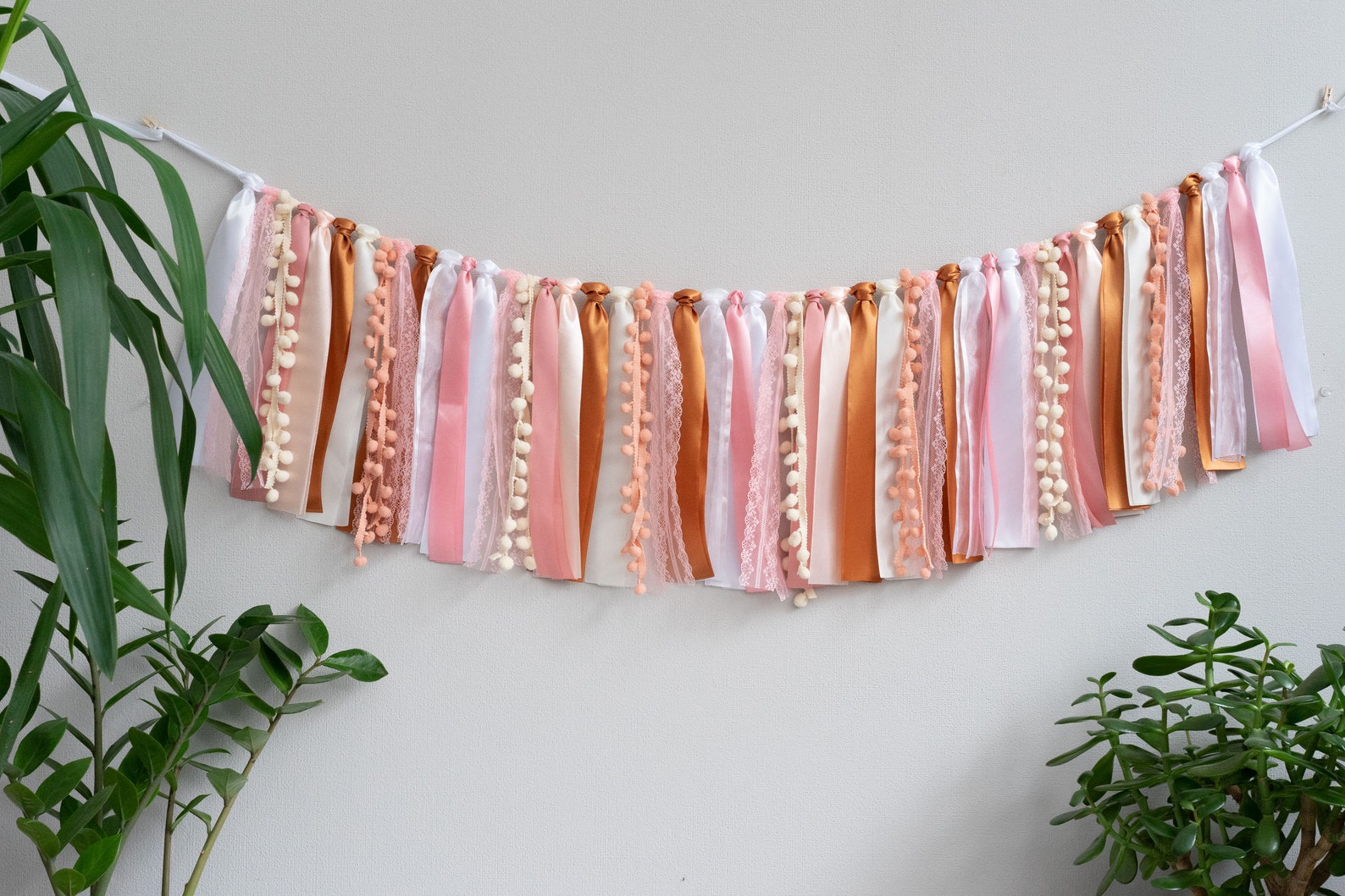 Boho Ribbon Garland With Fabric Tassel for Muted Baby Shower - Etsy