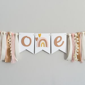 Rainbow Birthday Banner Boho Party Decor First Party High Chair Bunting ...
