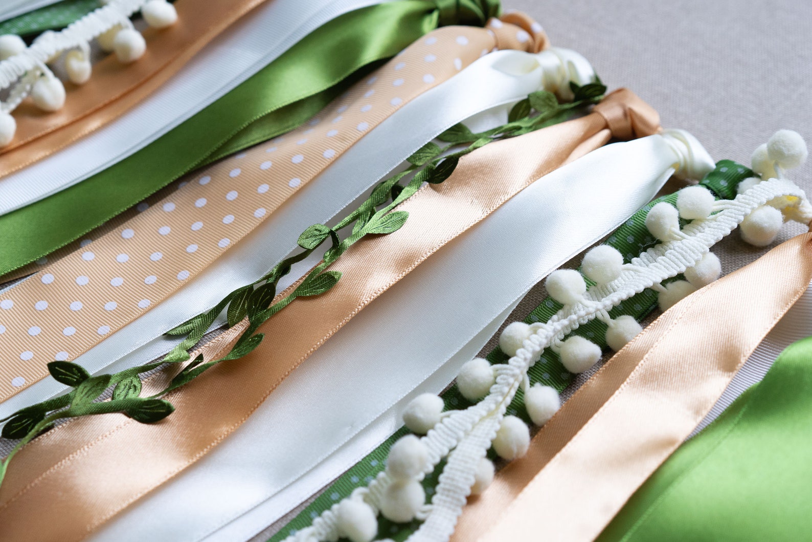 Greenery Ribbon Garland Fabric Tassel Bunting for Rustic | Etsy
