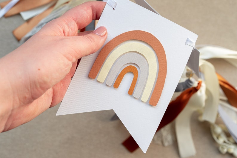 Baby First Boho Birthday Banner Modern Muted Neutral Rainbow | Etsy