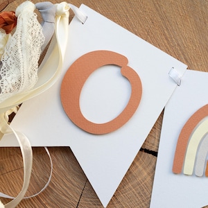 Baby First Boho Birthday Banner Modern Muted Neutral Rainbow One Year ...