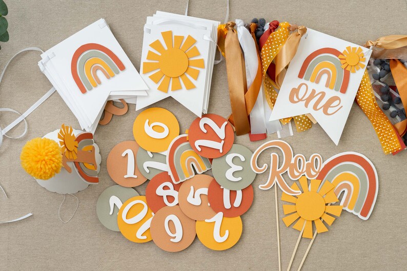 Sunshine and Rainbow First Birthday Banner ONE High Chair | Etsy