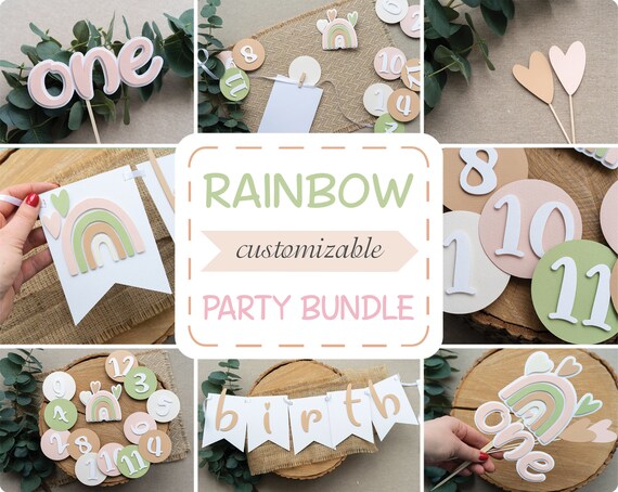 Boho Rainbow First Birthday Party Bundle for Baby Girl - Etsy