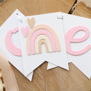 Boho Rainbow ONE Banner High Chair First Birthday Decor Girl Baby Pink ...