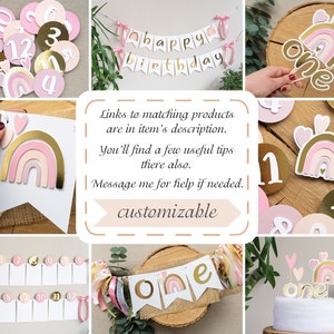 Boho First Birthday Party Package With Rainbow for Girl or Twins 1st ...