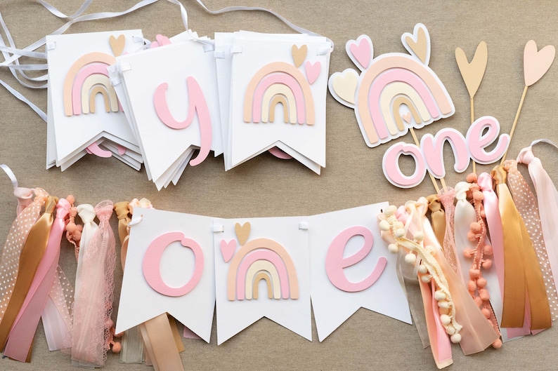 Boho Rainbow ONE Banner High Chair First Birthday Decor Girl - Etsy