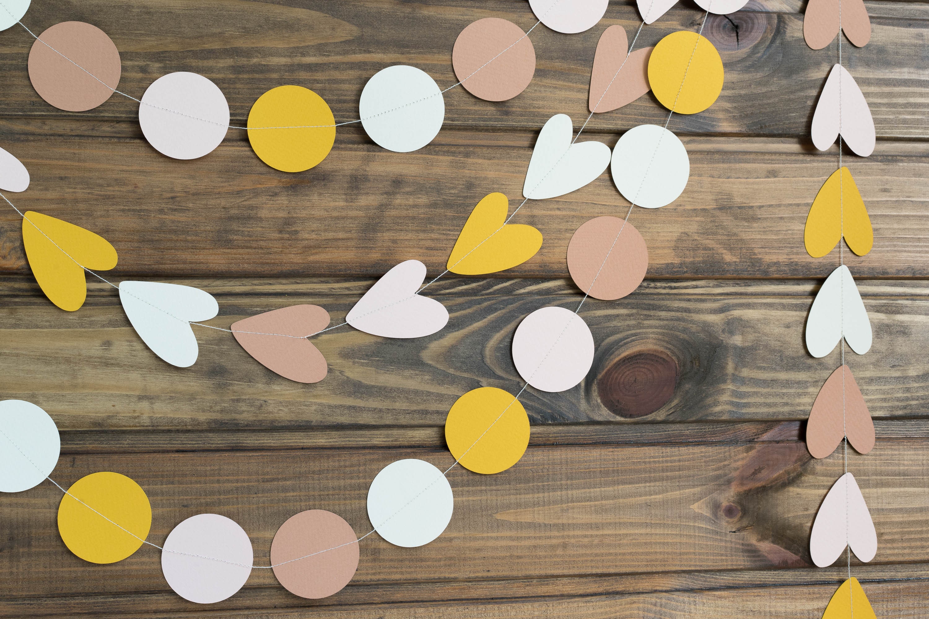 Heart Paper Garland Boho Rainbow Muted Girl First Birthday | Etsy