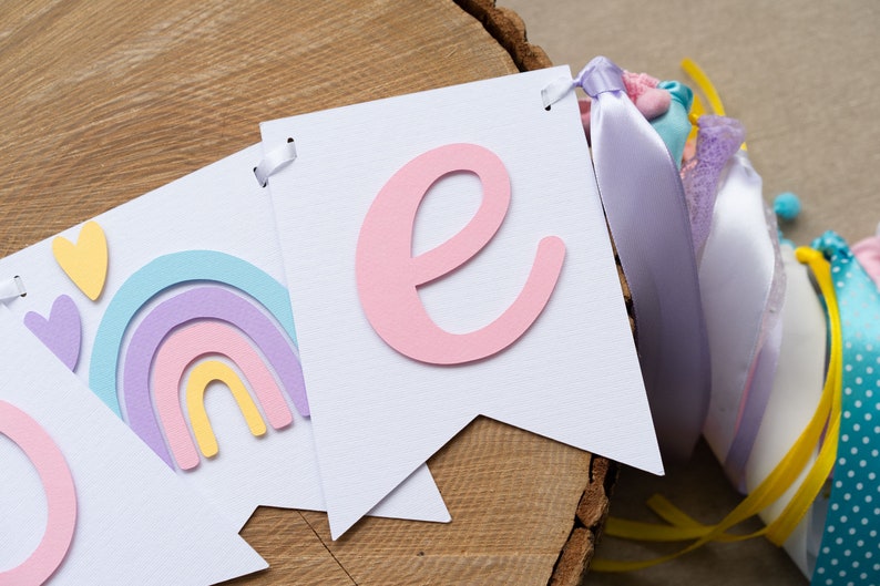 Rainbow ONE High Chair Banner Girl Boho First Birthday Party | Etsy