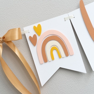 Muted Rainbow Birthday Banner Baby Girl First Boho Party Decor Rust ...