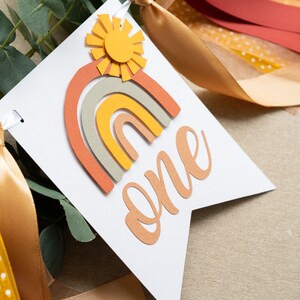 Sunshine and Rainbow First Birthday Banner ONE High Chair Bunting Baby ...