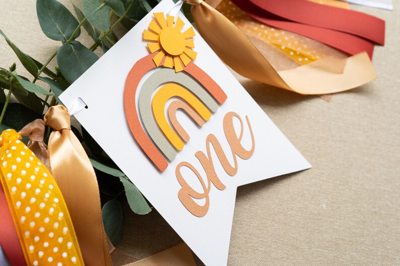 Sunshine and Rainbow First Birthday Banner ONE High Chair | Etsy
