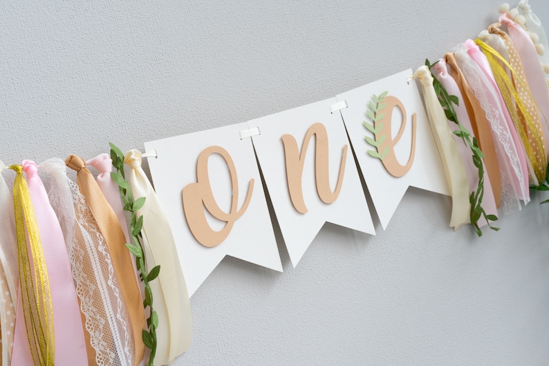 One Year Banner Baby Girl First Birthday Rustic High Chair - Etsy