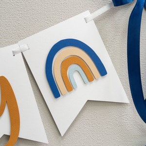 Boho Rainbow Happy Birthday Banner Personalized Party Sign Muted Pink ...