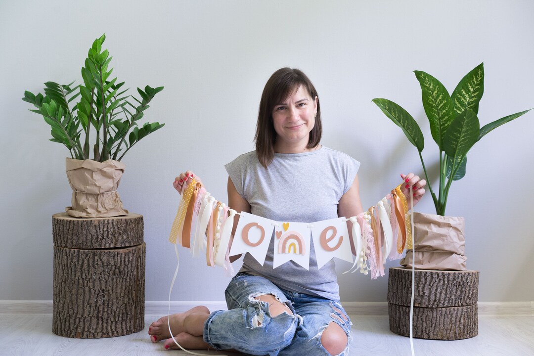 Rainbow Birthday Banner Boho Party Decor First Party High Chair Bunting ...