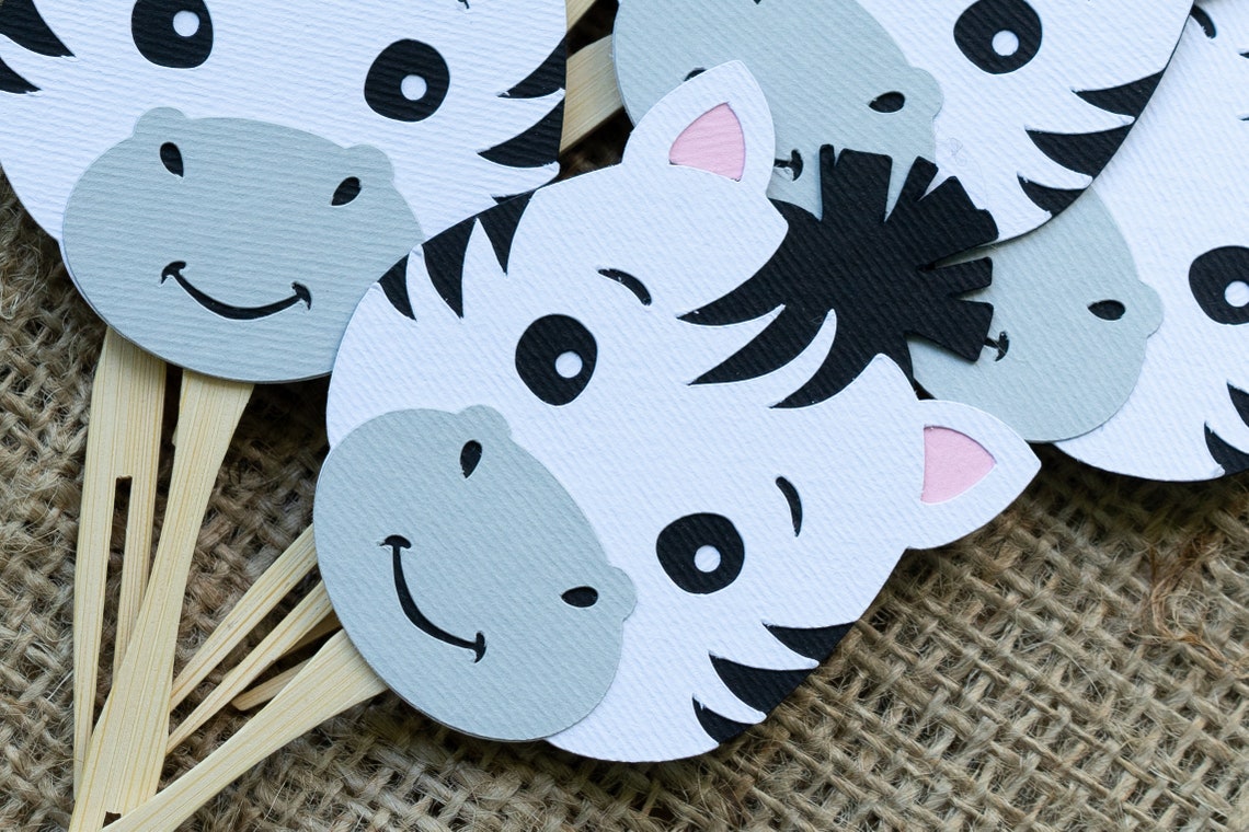 Zebra Cupcake Toppers Gender Neutral Party Decorations Safari - Etsy